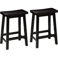 Mainstays 28"H Backless Stool Black Metal Base with Natural Wood Seat ...