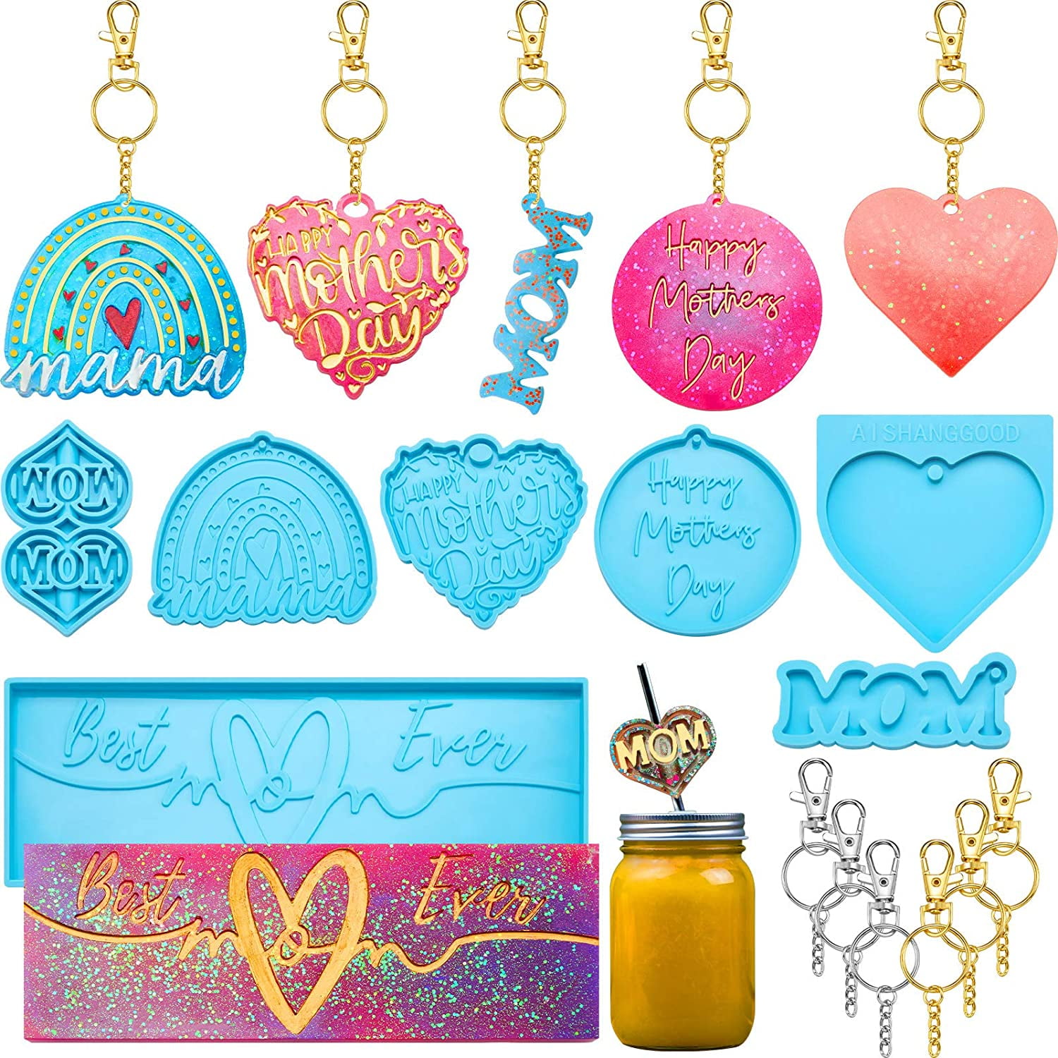 Brand logo resin keychain mold designer logo straw topper mold Straw ...