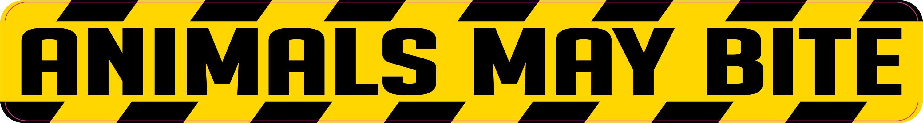 10in x 1.25in Animals May Bite Sticker Safety Caution Vet Office Zoo ...