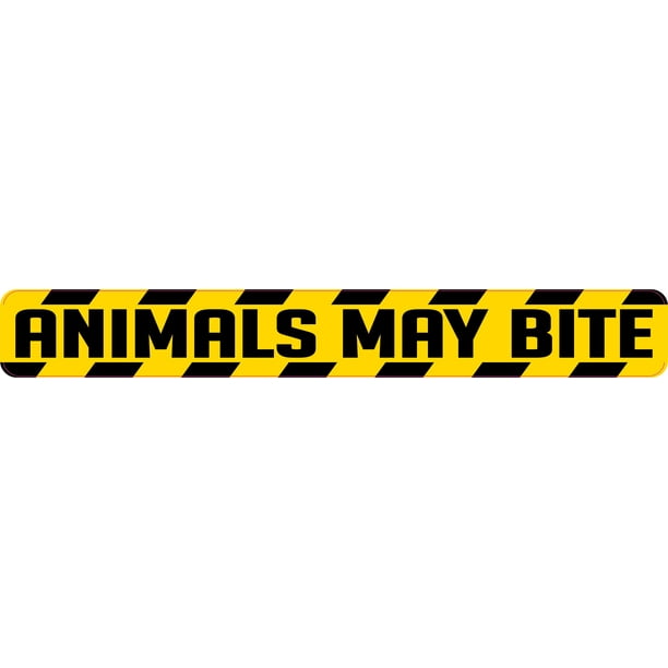 10in x 1.25in Animals May Bite Sticker Safety Caution Vet Office Zoo ...
