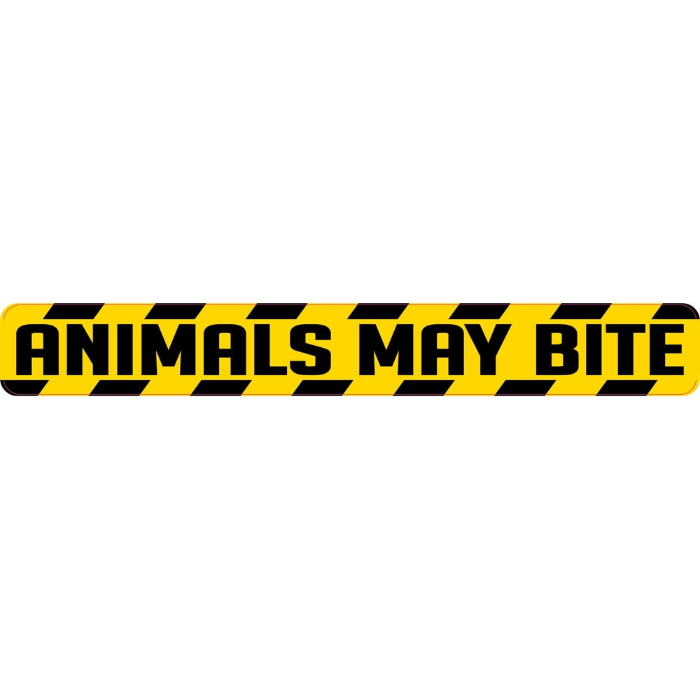10in x 1.25in Animals May Bite Sticker Safety Caution Vet Office Zoo ...