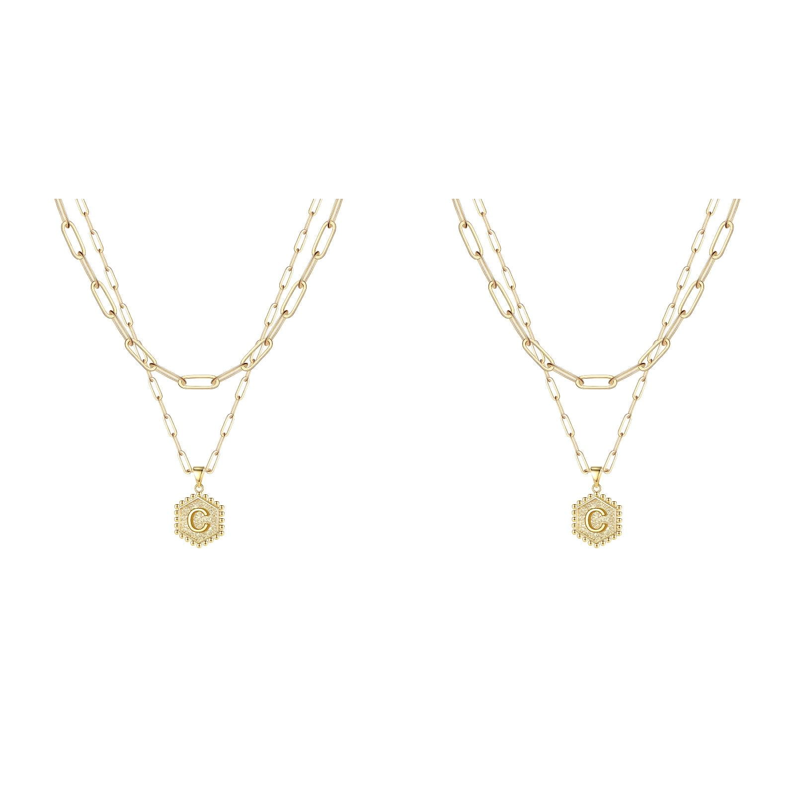 Click here for Lojoutye (2-Pack) 2025 26 Initial Hexagon Necklace... prices