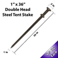 Moose Supply Heavy Duty Double Head Steel Tent Stakes, 25 Pack, 1" x 36 ...