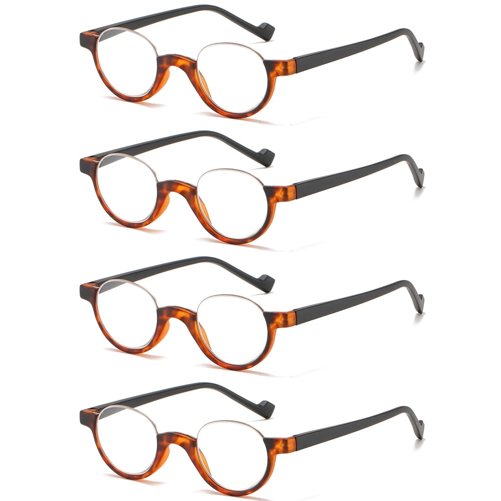 4 Pairs Reading Glasses Fashion Half Frame Round Readers for Mens ...