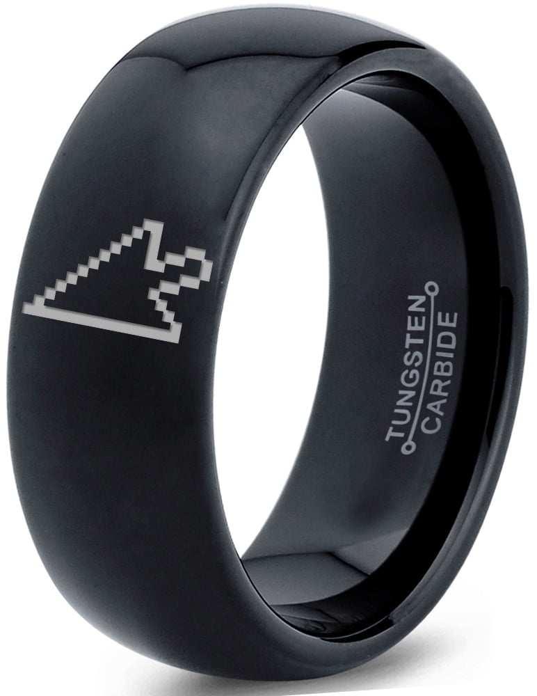 Tungsten Mouse Arrow Pointer Cursor Band Ring 8mm Men Women Comfort Fit ...