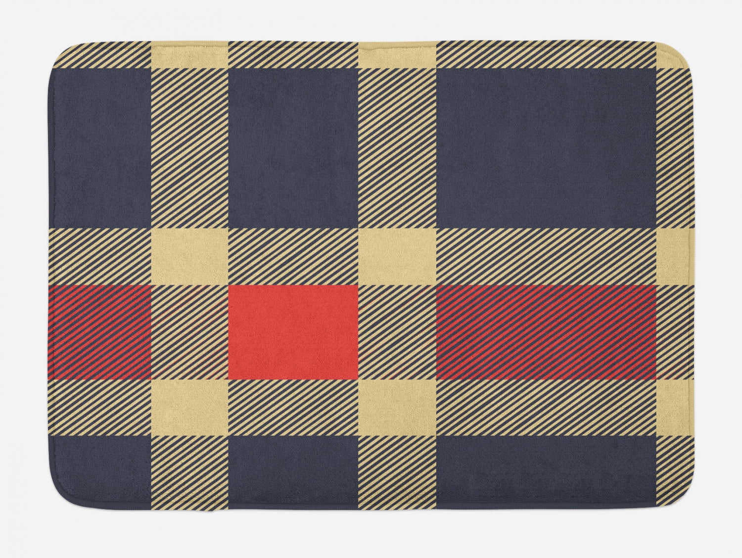 Checkered Bath Mat, Vintage Plaid Scottish Tartan Pattern with Retro ...