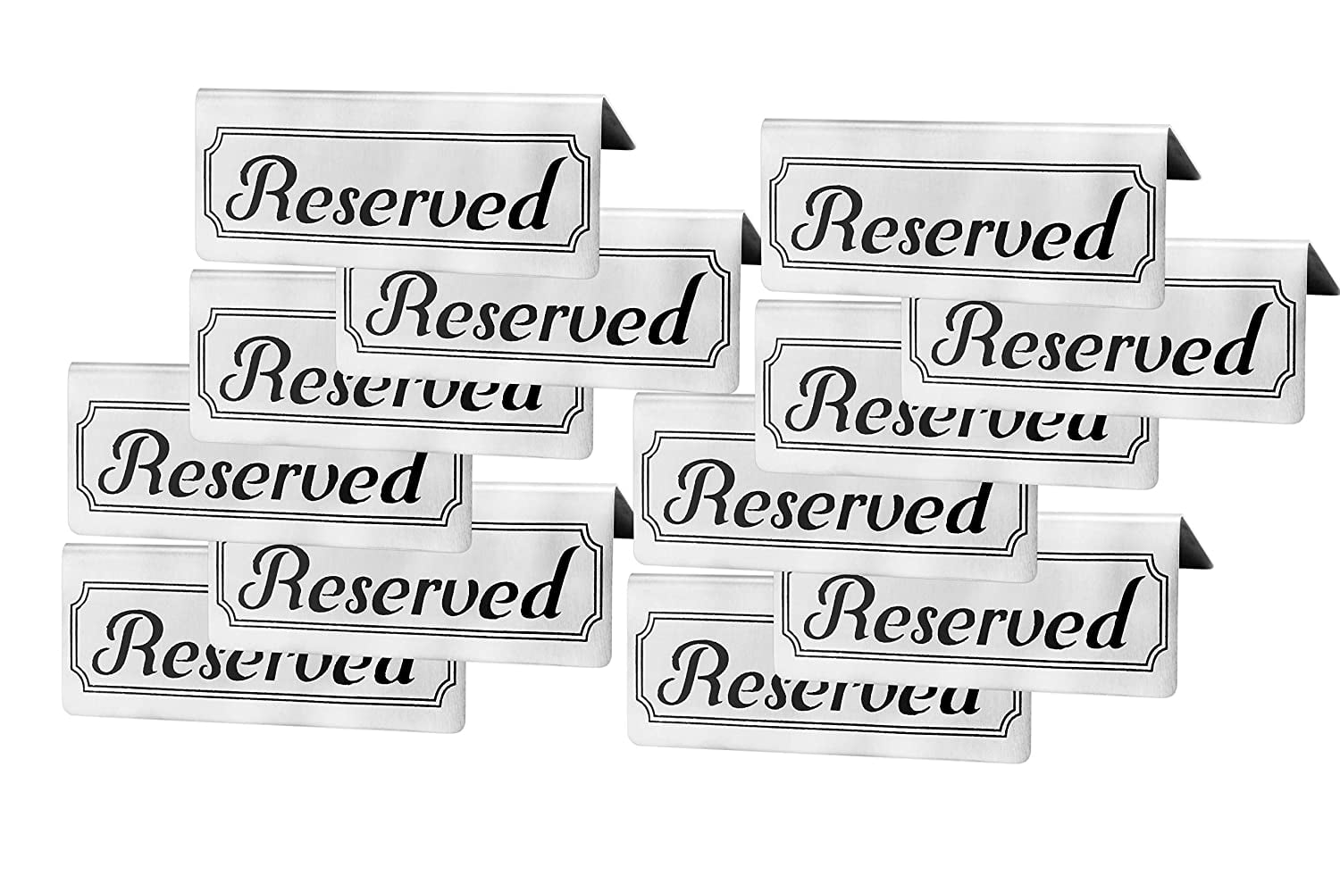 Darware Stainless Steel Reserved Table Signs (12-Pack); 4.75-Inch by 2 ...
