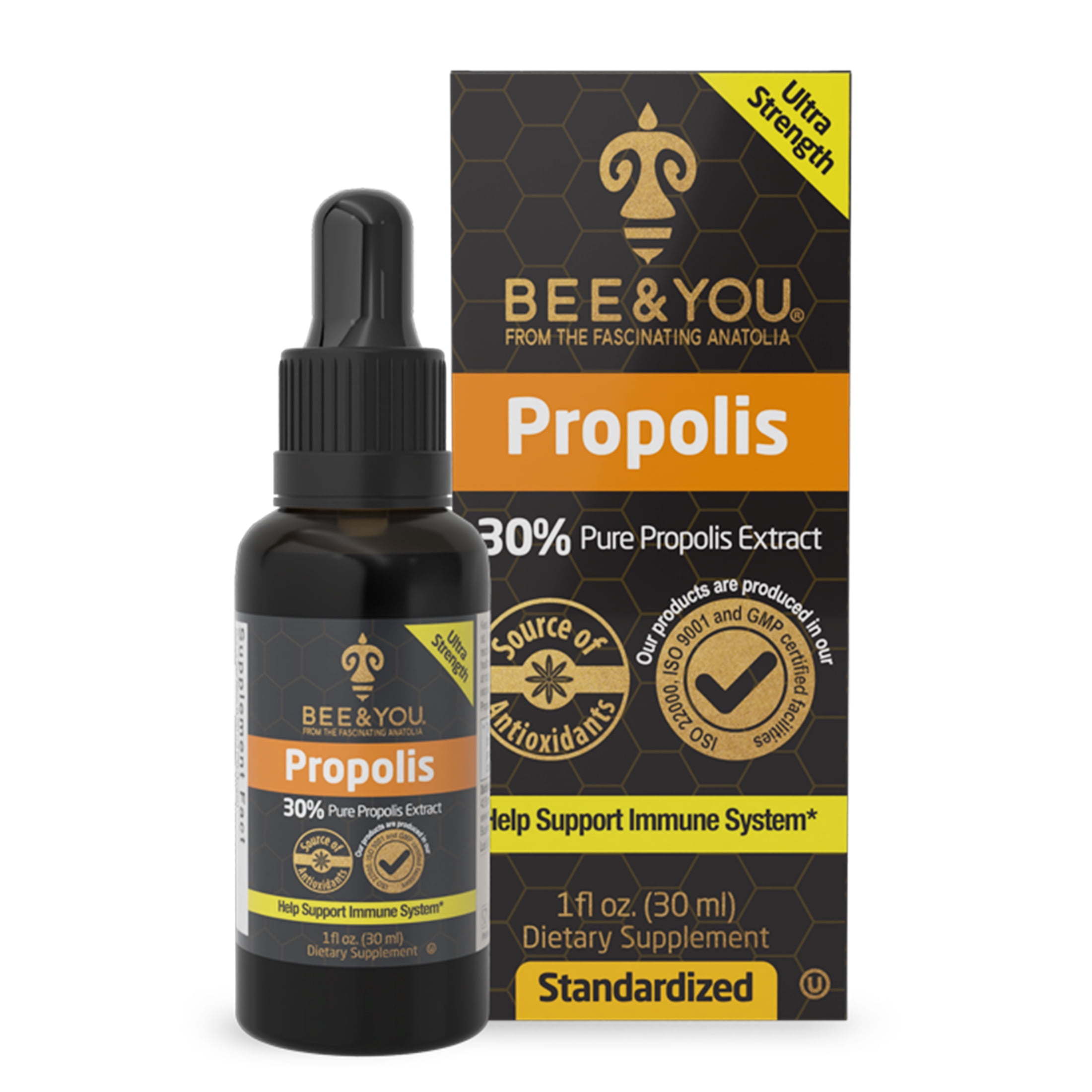 BEE&YOU Propolis Pure Liquid Extract Ultra Strength- Natural Immune ...