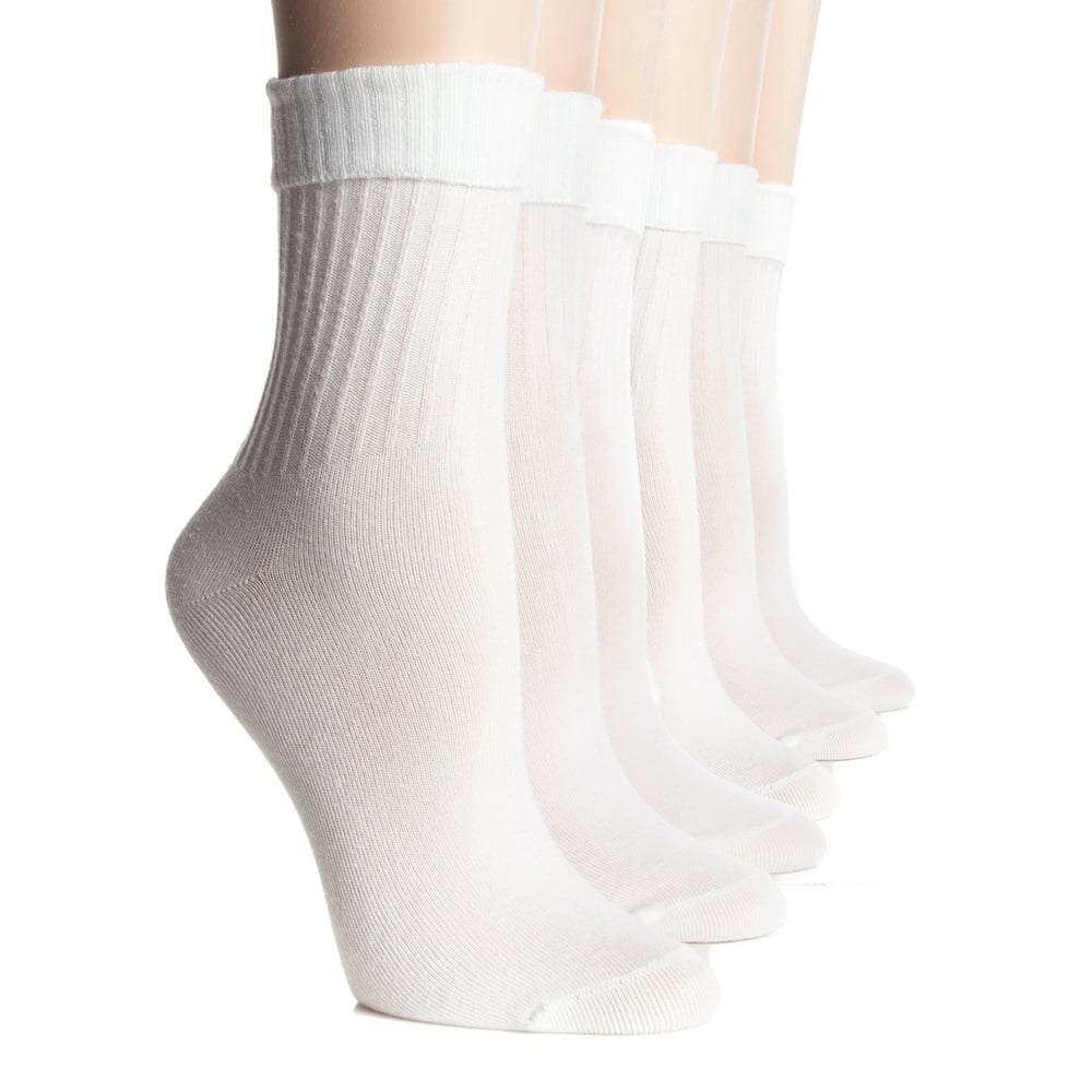 Hue - Hue Women 6-Pack Sports Ankle Turn Cuff Smooth Rayon Socks 2658 ...