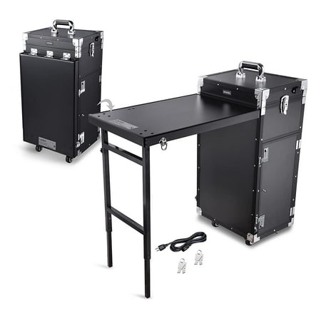 BYOOTIQUE Foldable Rolling Manicure Table Nail Desk Makeup Train Case ...