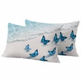 Blue Butterfly Coastal Outdoor Waterproof Throw Pillow Covers 20x12 Set ...
