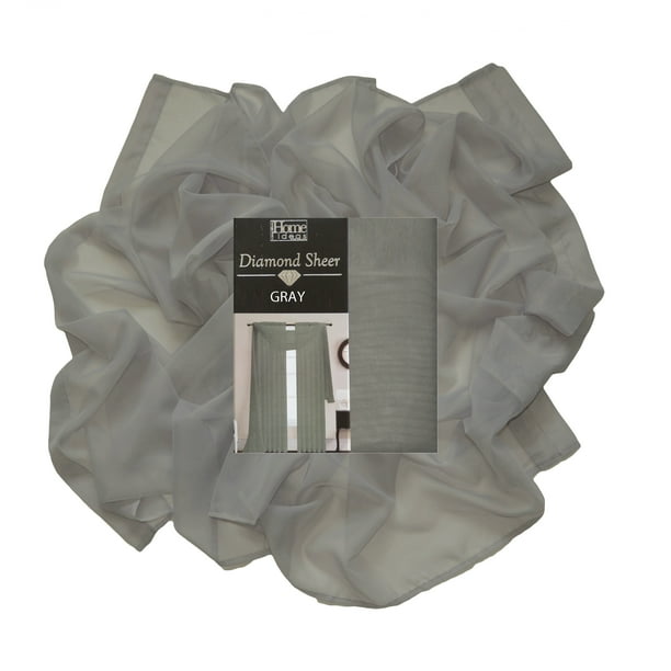 Gray Sheer Voile Window Curtain Scarf: 55"W x 216"L, Fully Hemmed ...