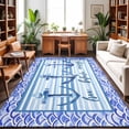 Area Rug 4x6ft, Nautical Anchor Blue Stripe Washable Rugs for Living ...