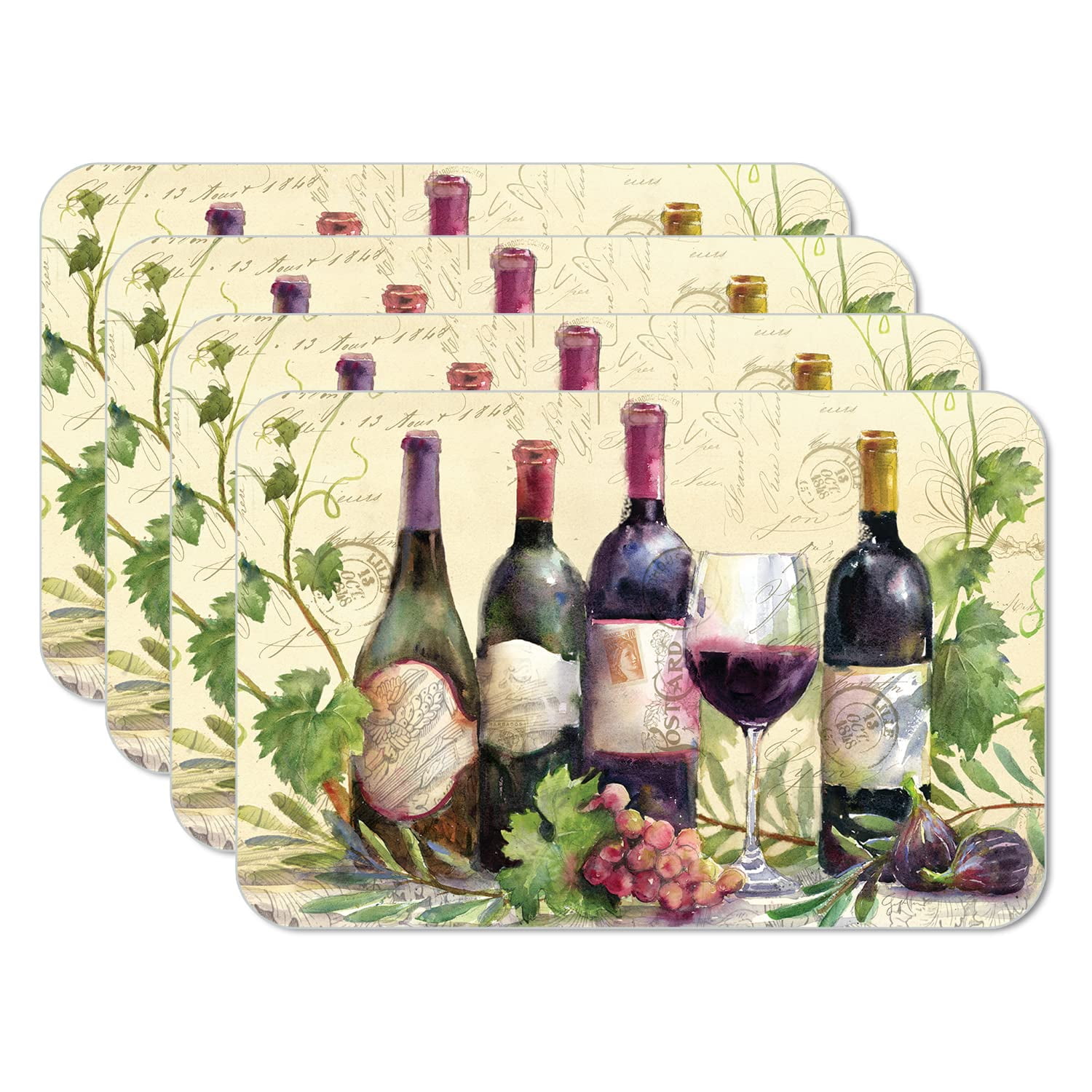 CounterArt "Rustic Wine" 4 Pack Reversible Flexible Plastic Tabletop ...