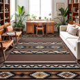 Abstract Stripes 4x6ft Non Slip Area Rug Brown Aztec Native Tribal ...
