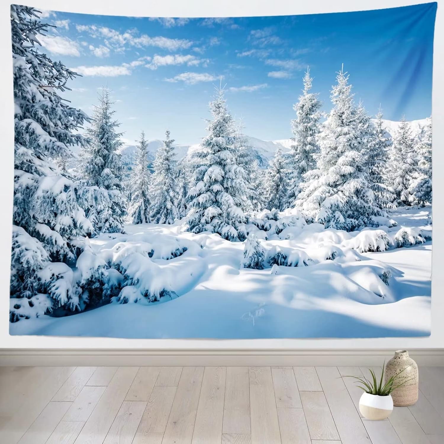 Click here for Neunwolken Winter Snow Forest Tapestry White Alps... prices