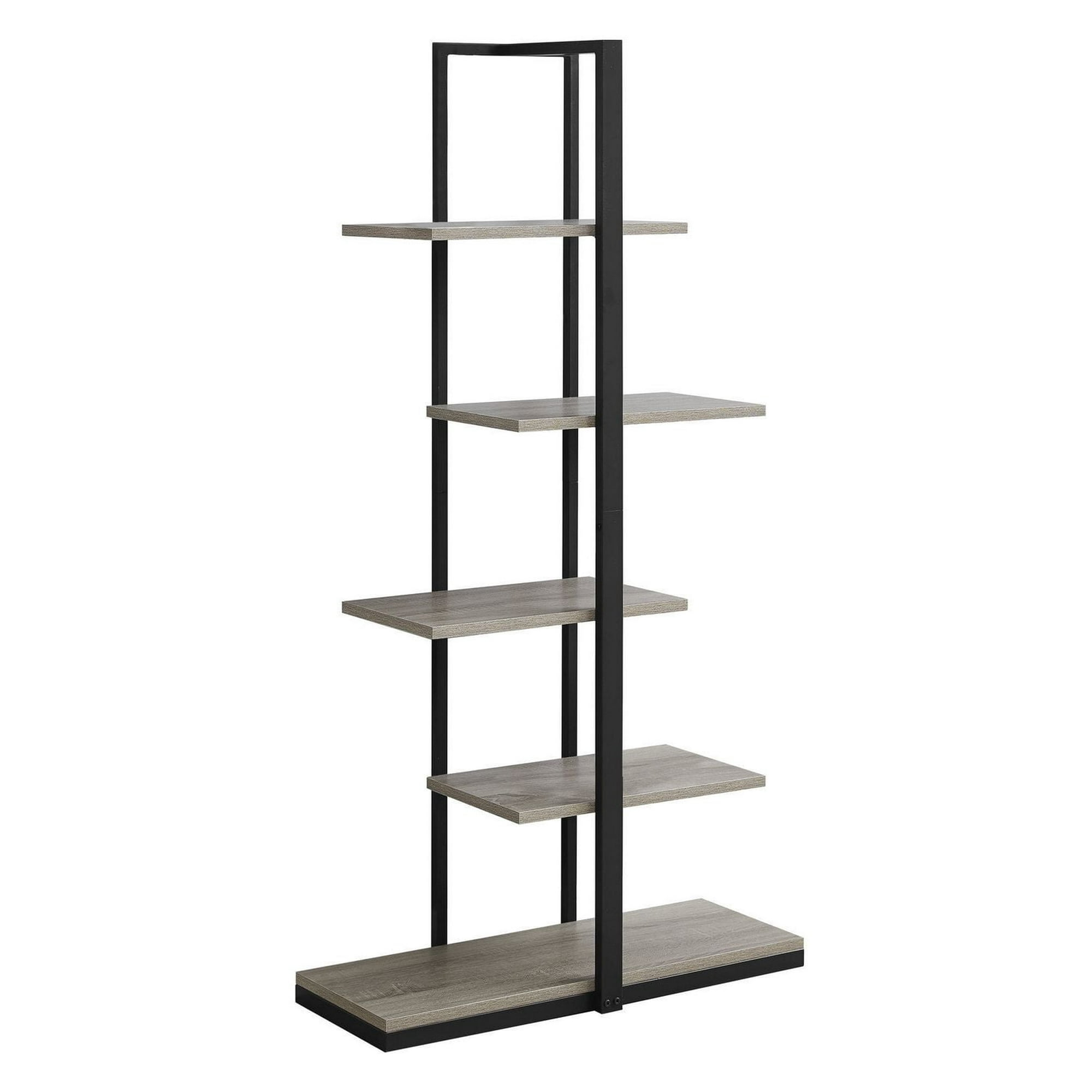 Monarch Specialties Bookshelf  Bookcase  Etagere  5 Tier  60H  Office  Bedroom  Metal  Laminate  Brown  Black  Contemporary  Modern