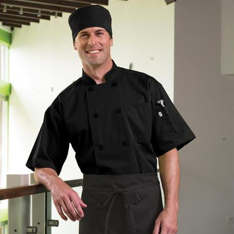 Black Short Sleeve Chef Coat with Mesh Back (Size: S) - Walmart.com
