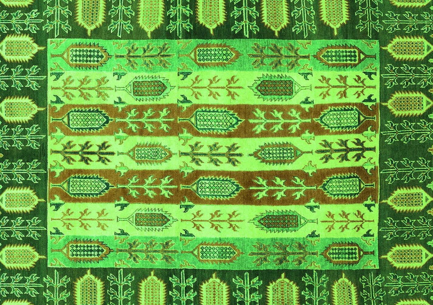 Ahgly Company Indoor Rectangle Abstract Green Modern Area Rugs, 2' x 3 ...