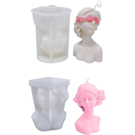 2 Pack Candle Molds 3D Beauty Elegant Girl Female Body Candle Silicone ...