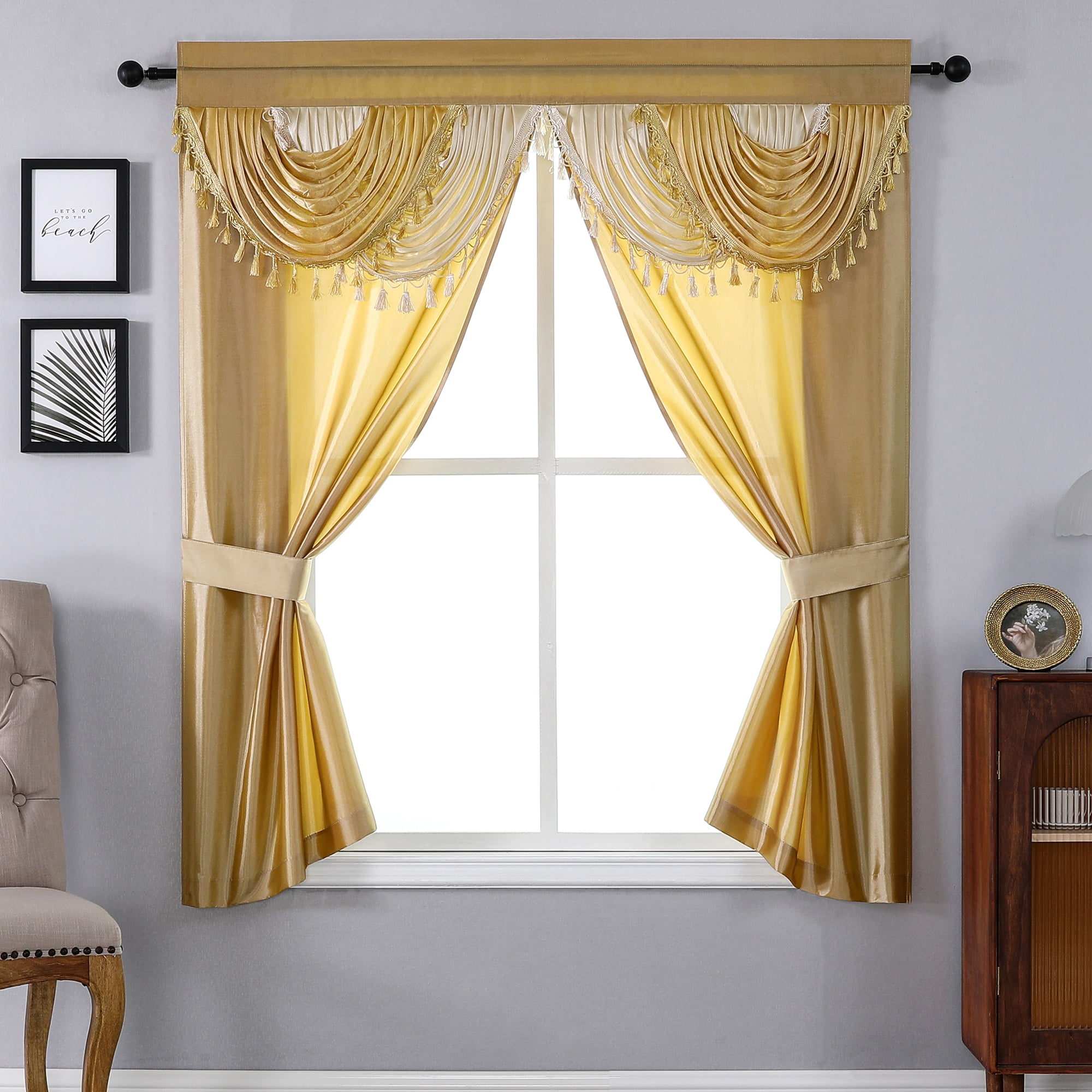 Regal Home Collections 5-Piece Window Curtain Set with Valance and ...