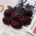 12 Pack Artificial Silk Roses Black Rose Flowers Lifelike Romantic Fake ...