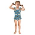 Blue Evil Eye Girls' One-Piece Swimsuit Bowknot Tie Shoulder Ruffled ...