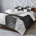 4 Piece Duvet Cover Set Full, Abstract Black Grey Color Block Soft ...