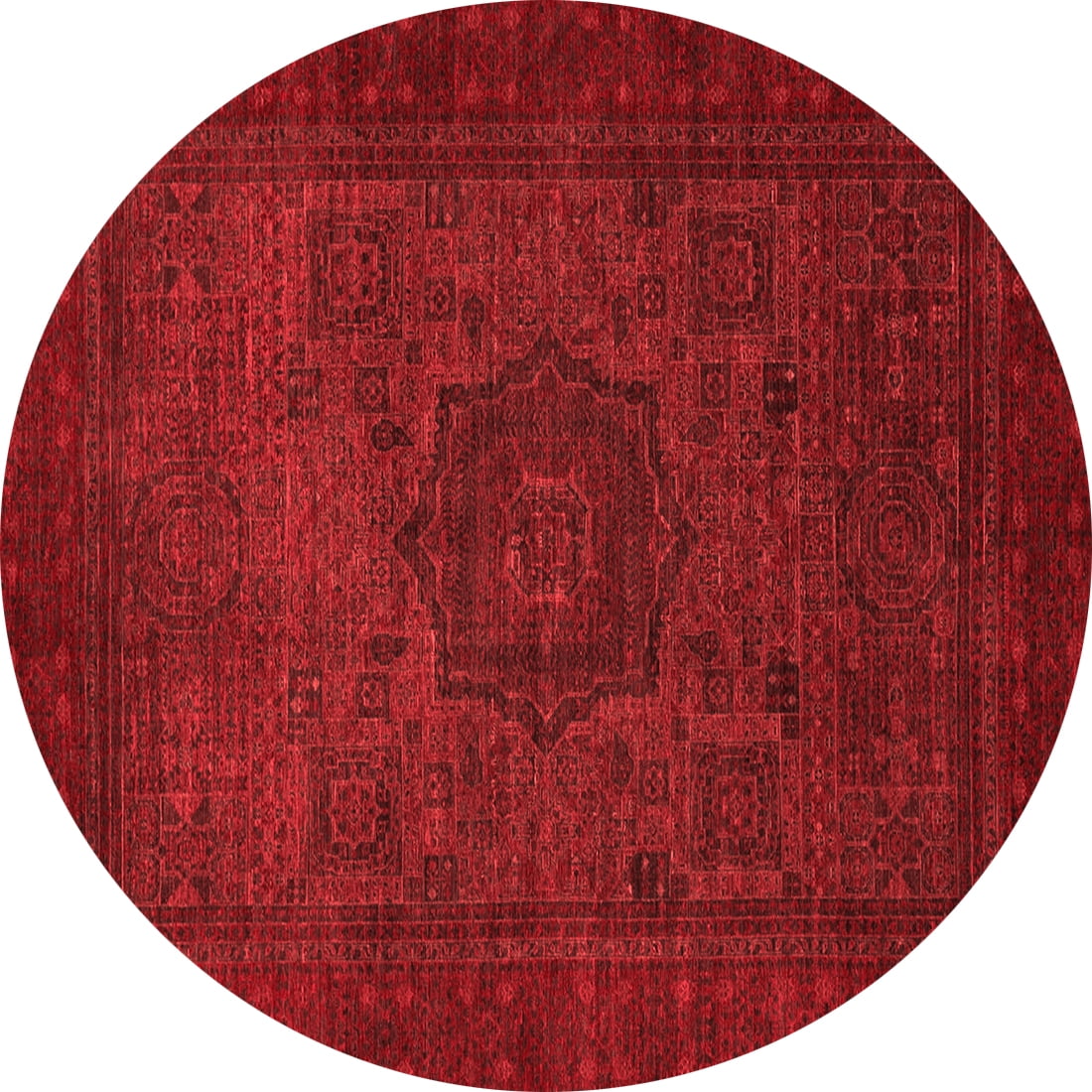 Ahgly Company Indoor Round Abstract Red Modern Area Rugs, 7' Round ...