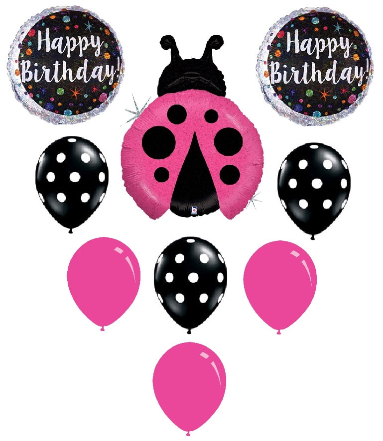 Ladybug Hot Pink Polka Dots Happy Birthday Party Balloon Decorating Kit ...