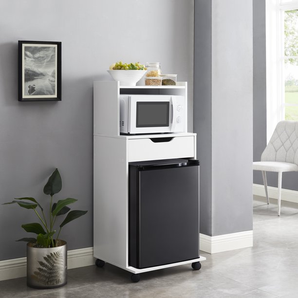 Mainstays Microwave Kitchen Cart, White Finish - Walmart.com