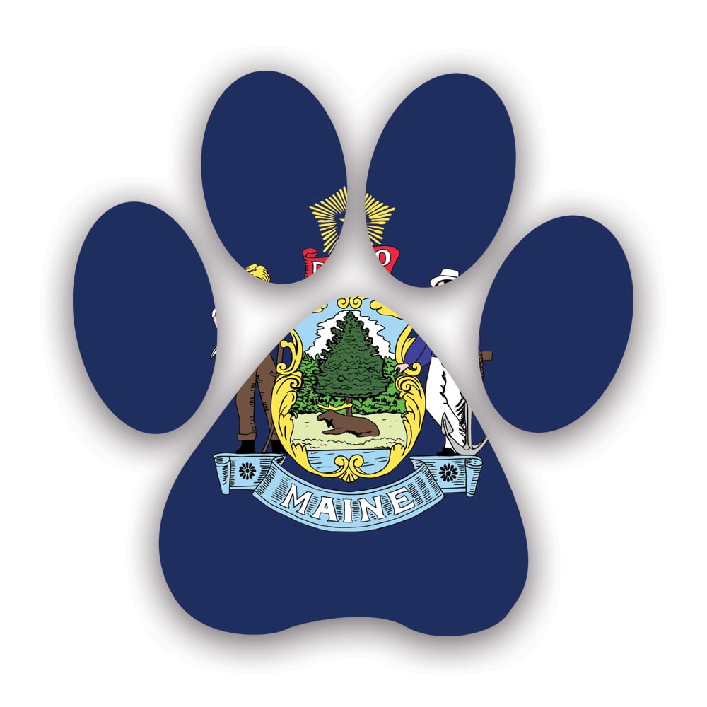 Maine State Paw Print Shaped Sticker Decal - Self Adhesive Vinyl ...