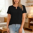 DAFPZW Womens Short Sleeve Tops Summer T-shirts Cute Keyhole Neck ...