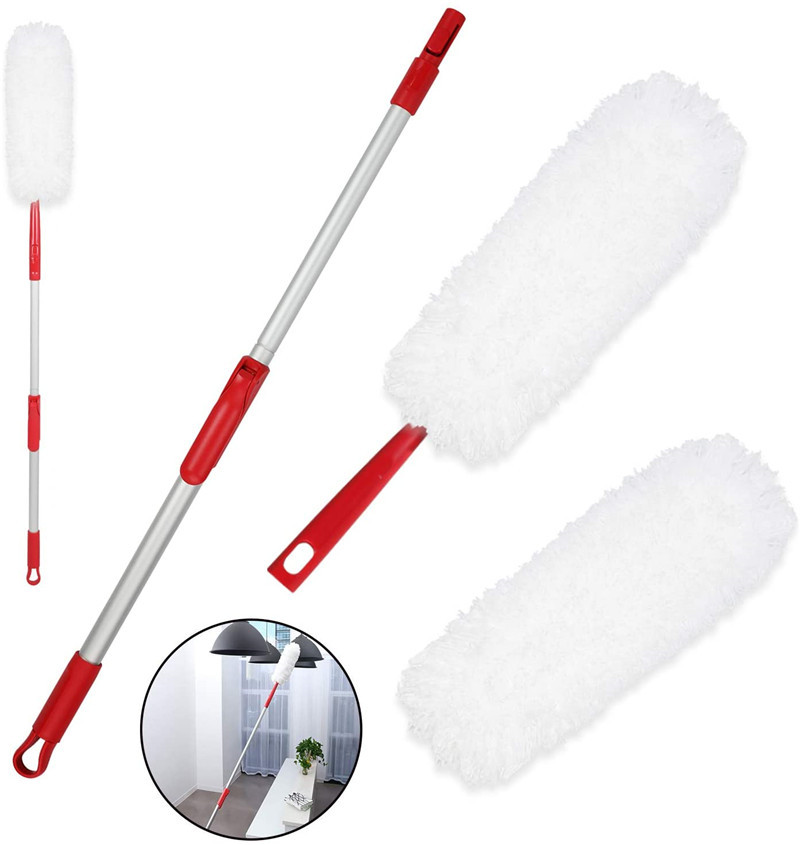 Microfiber Duster with Extension Pole and 1pcs Extra Washable Refills ...