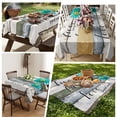 Blue Blossom Flower on Wood Barn Table Cloth 60x60in, Waterproof Square ...