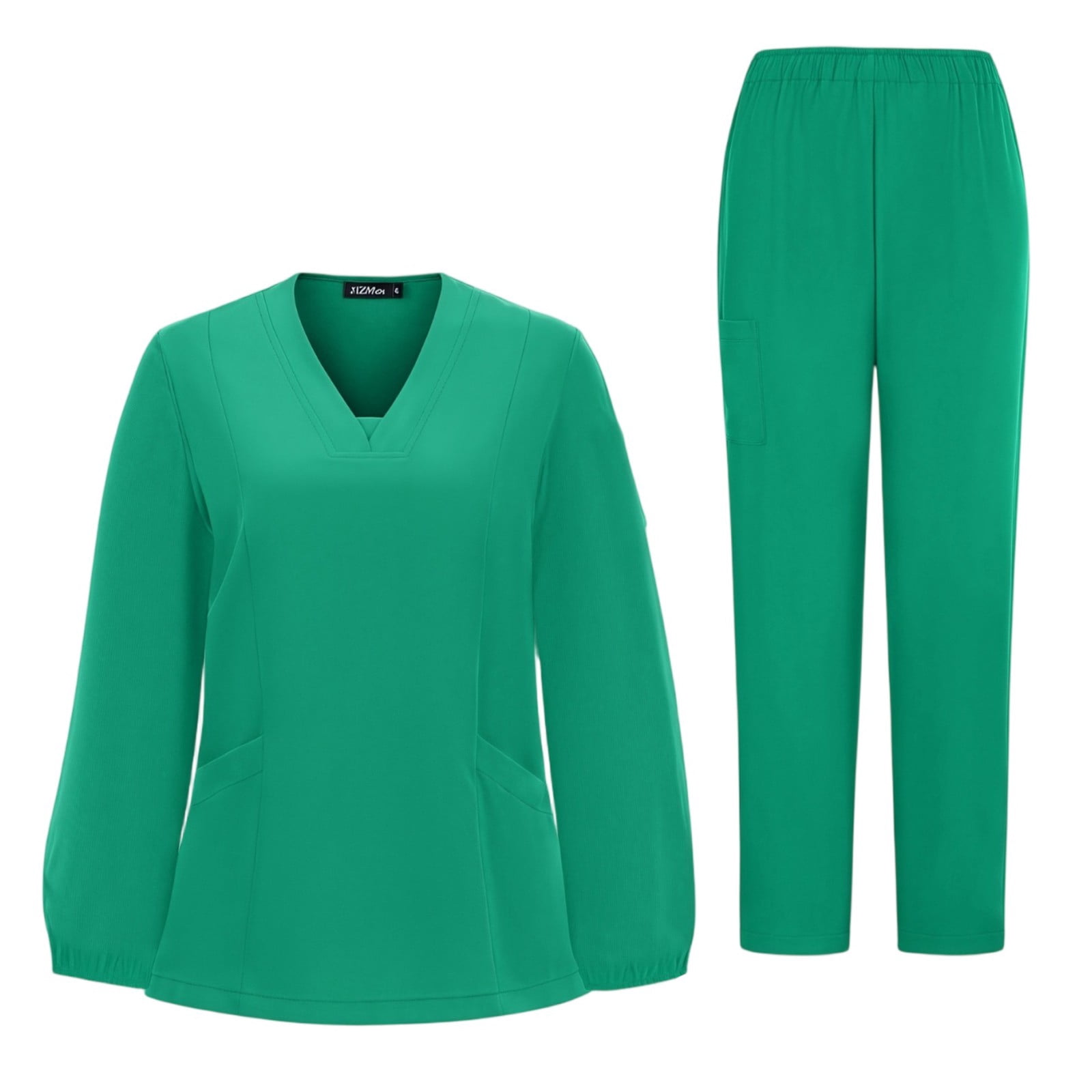 Ktyne Green Scrubs Sets for Women Stretchy Nurse Uniform Short Sleeve ...