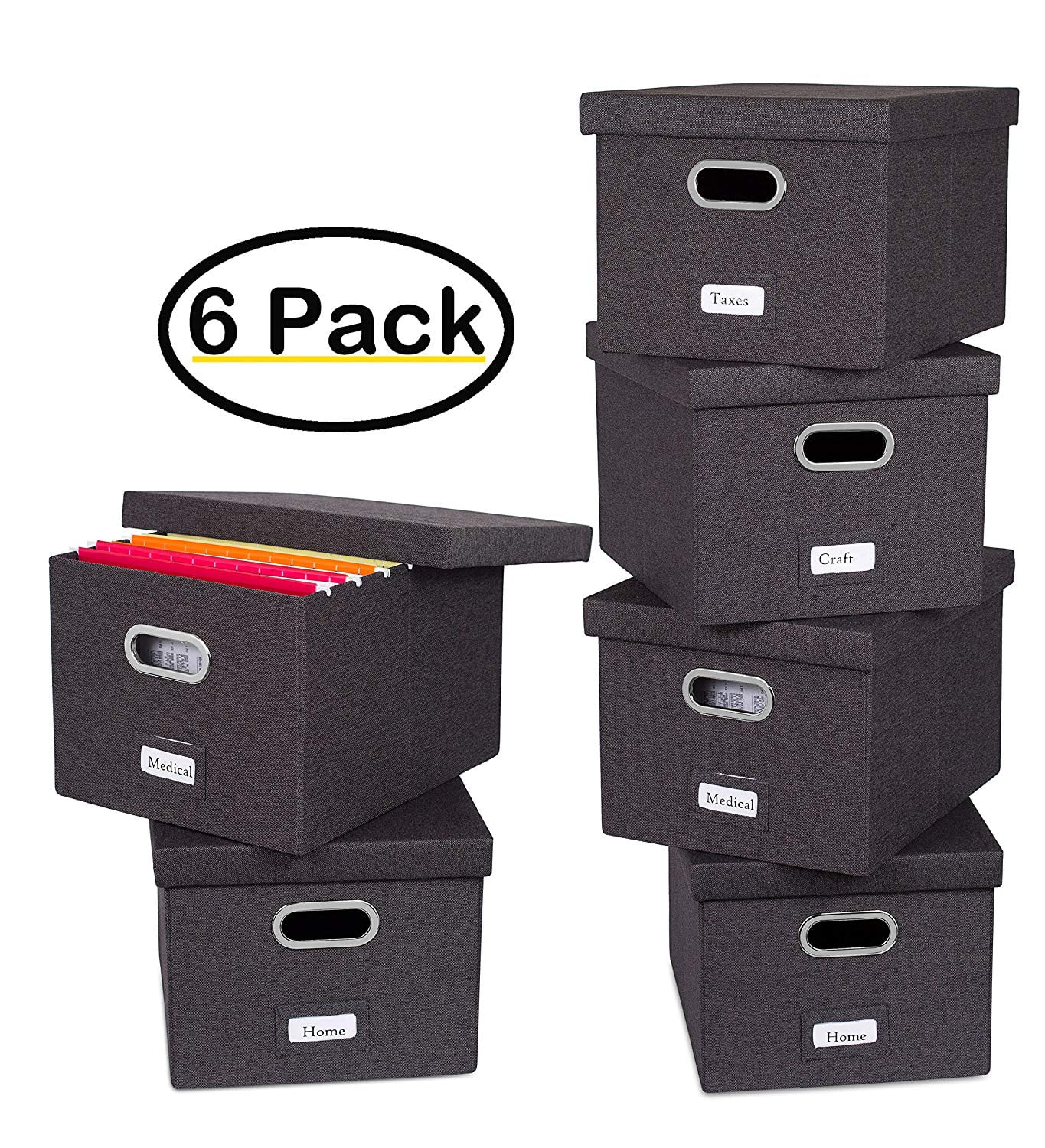 Internet's Best Collapsible File Storage Organizer, Decorative Linen ... Internet's Best Collapsible File Storage Organizer, Decorative Linen ...