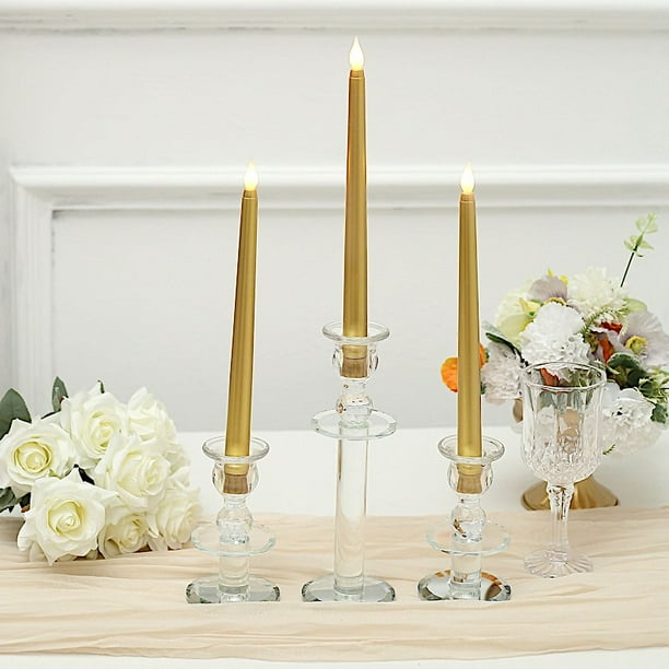 BalsaCircle 3 Gold 11" LED Taper Flameless Candles Lights Wedding ...