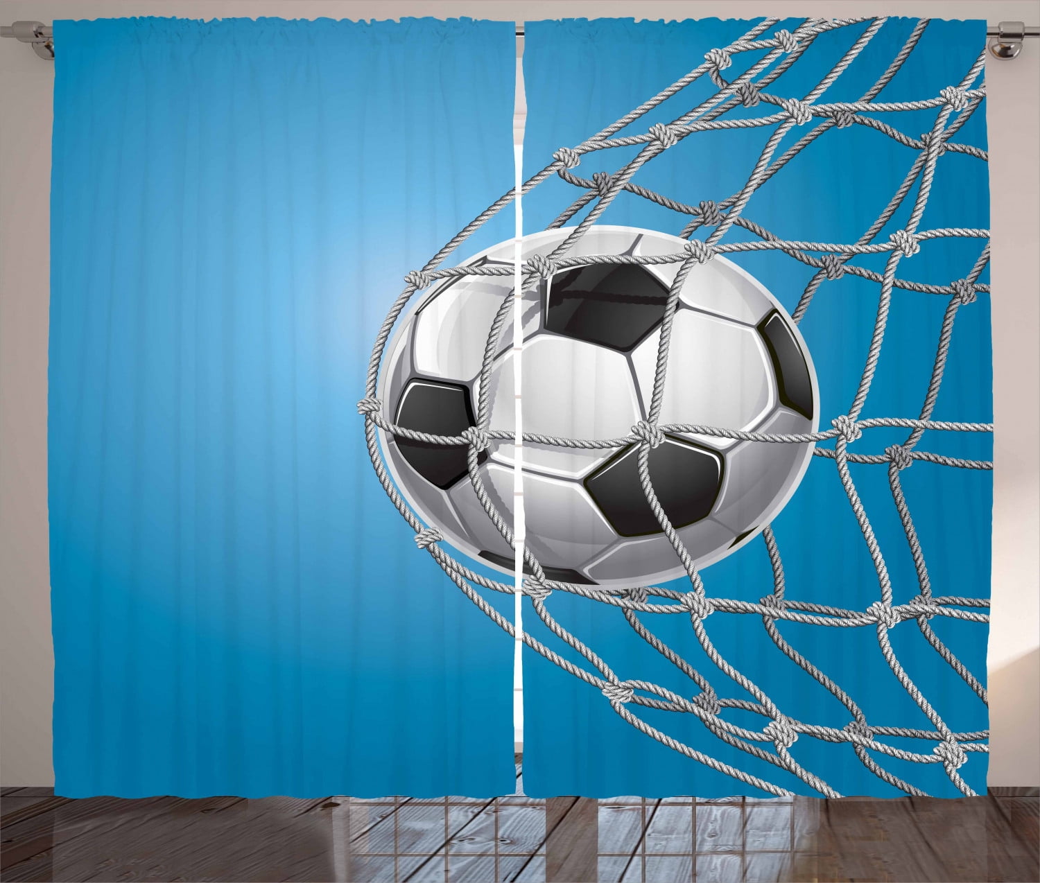 Soccer Curtains 2 Panels Set, Goal Football in Net Entertainment ...
