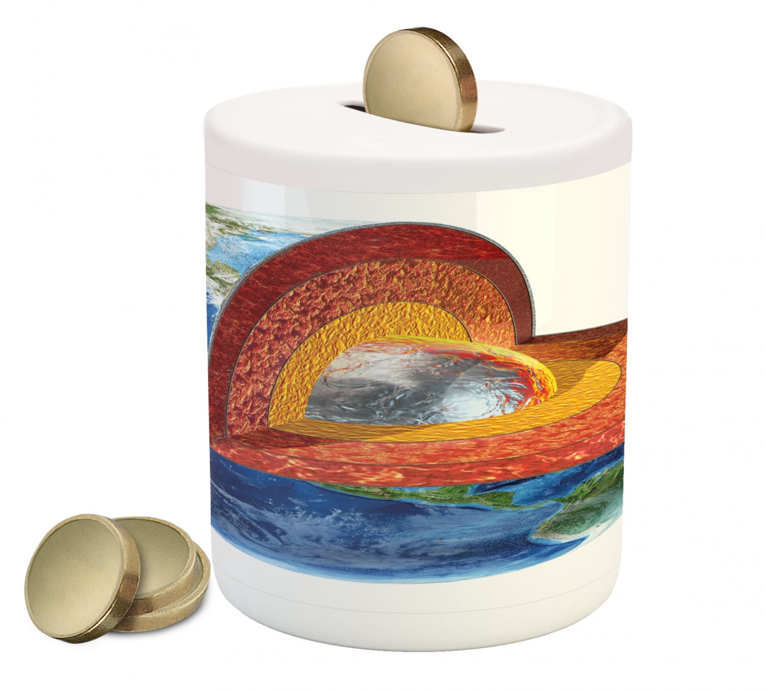 Earth Piggy Bank, Earth Image Showing the Inner Core Geology and ...