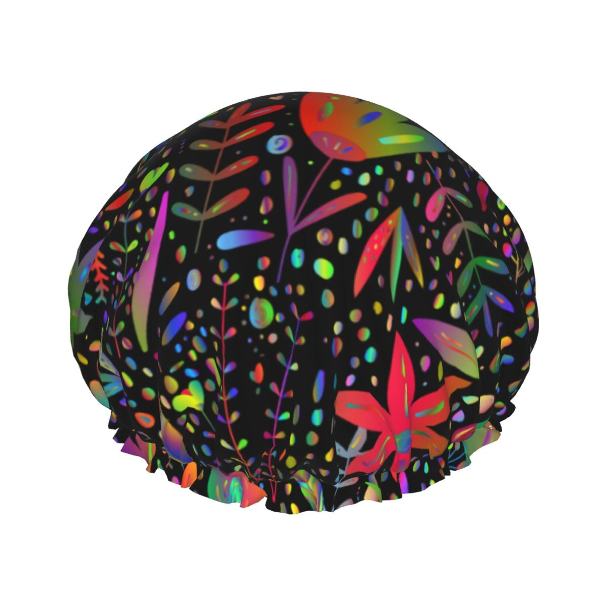 YFYANG Women's Double Waterproof Shower Cap, Rainbow Colored Flora ...