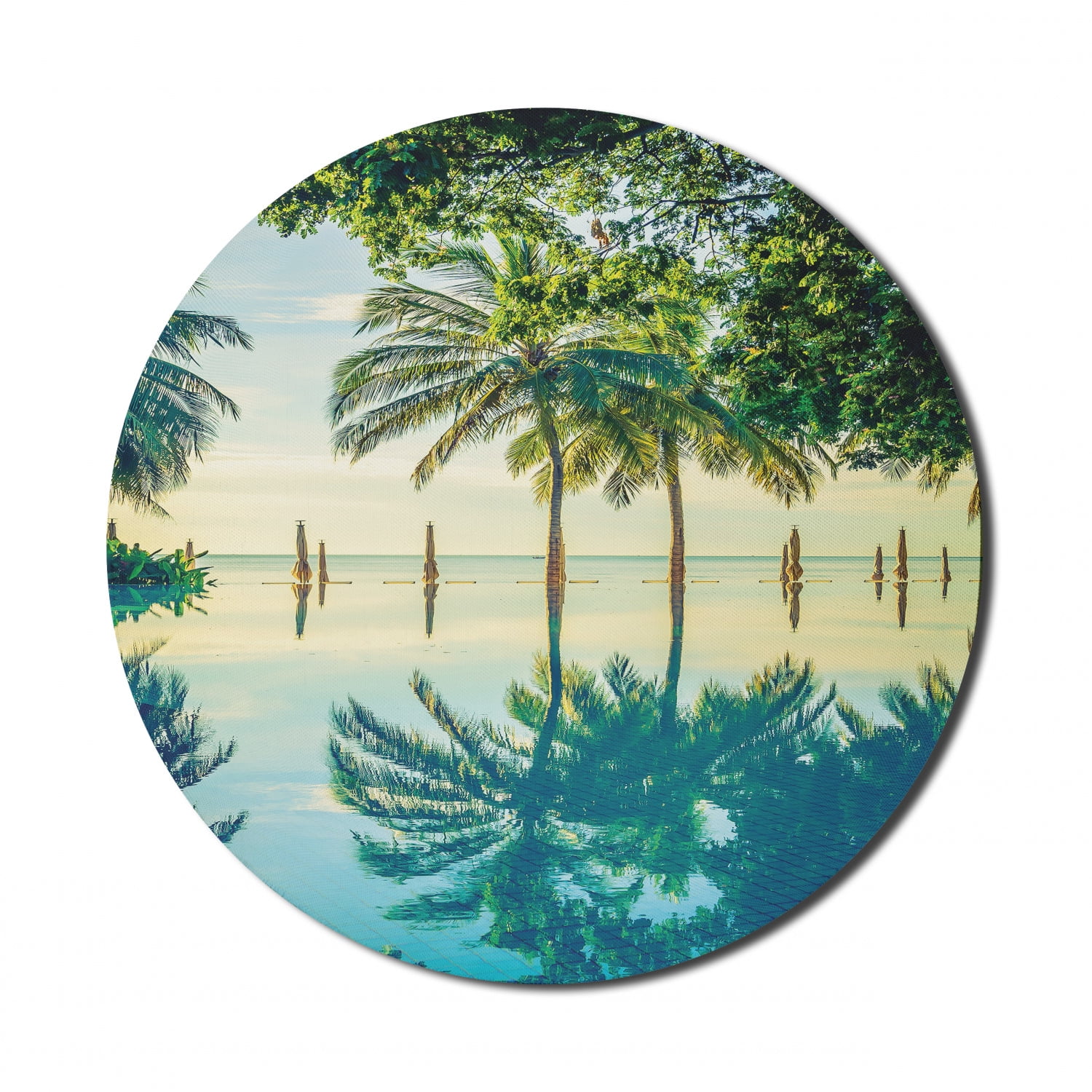 Landscape Mouse Pad for Computers, Pool Trees on the Surface No Filter ...