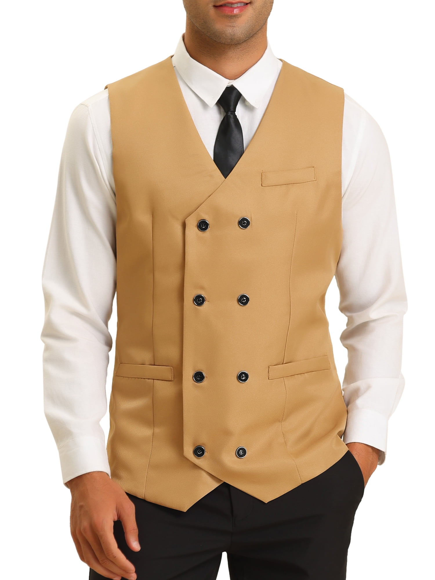 Lars Amadeus Men's Suit Vest Double Breasted Slim Fit Formal Wedding ...