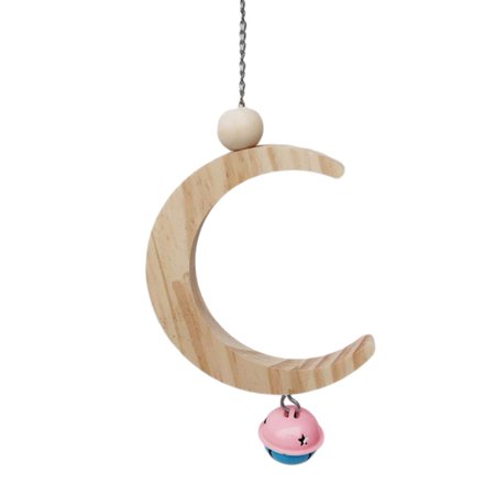 Parrot Moon-shaped Swing Wooden Molar Bell Toy Parrot Supplies ...