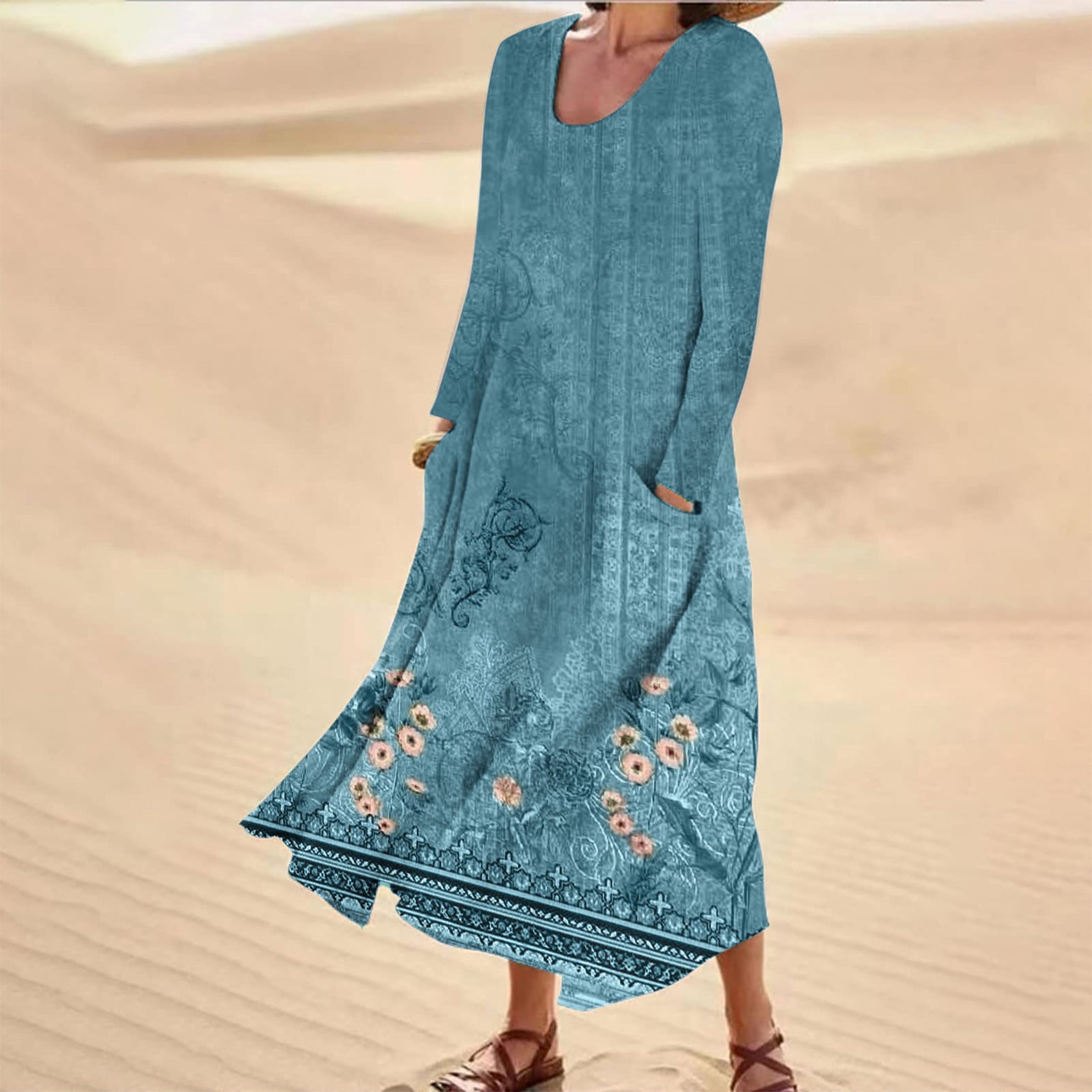 AOOCHASLIY Miss Dress Fall Clearance Wome Long Sleeve Round Neck Dress ...