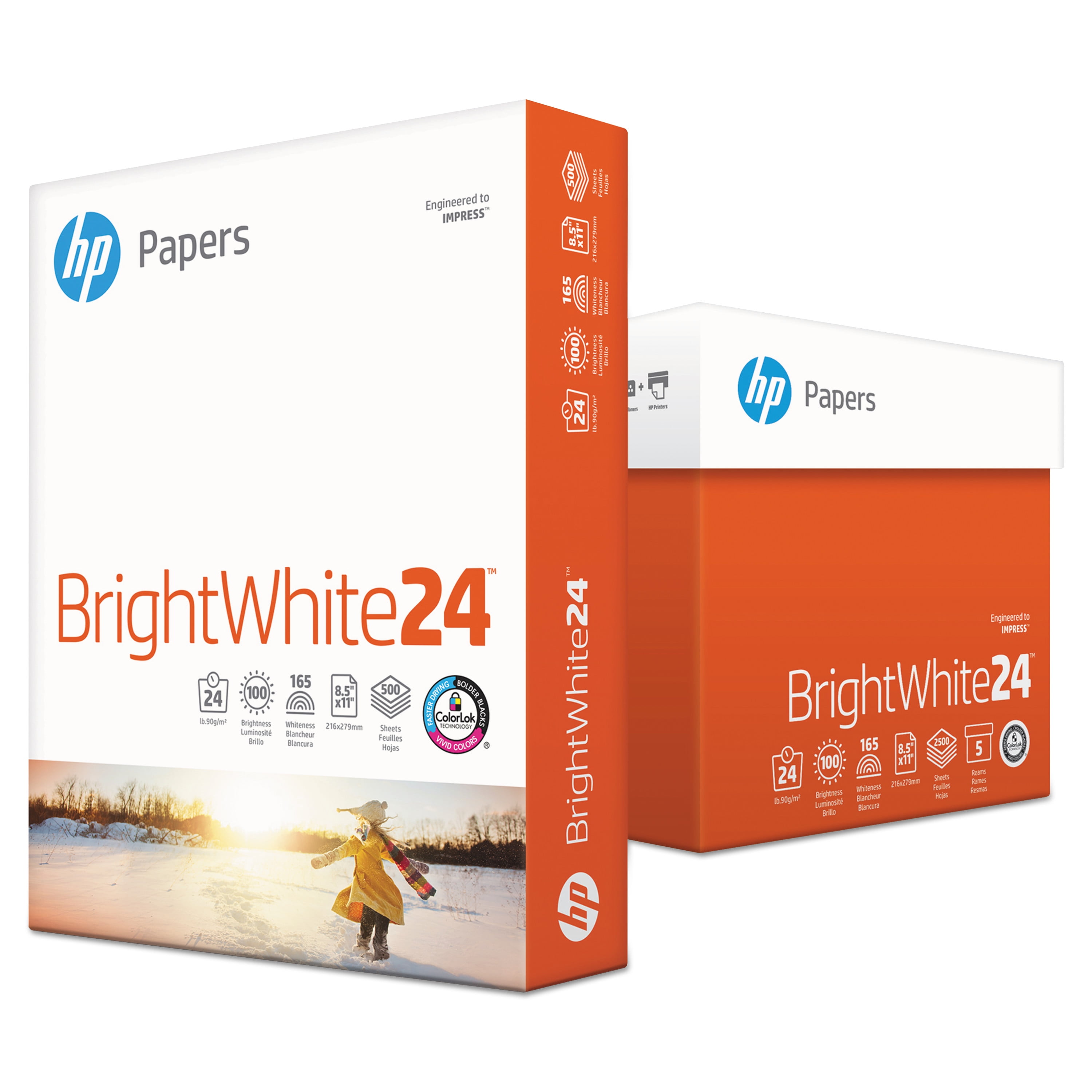 HP Papers Brightwhite24 Paper, 100 Bright, 24lb, 8.5 x 11, Bright White ...