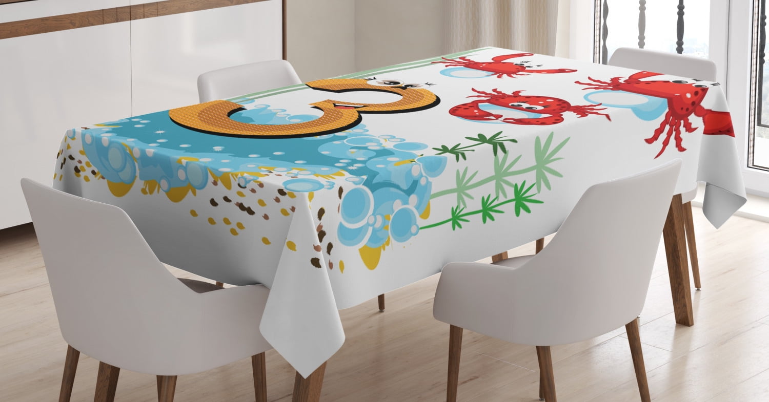 Number Tablecloth, Sea Animals Crabs Coral Reef Happy Birthday Cancer ...