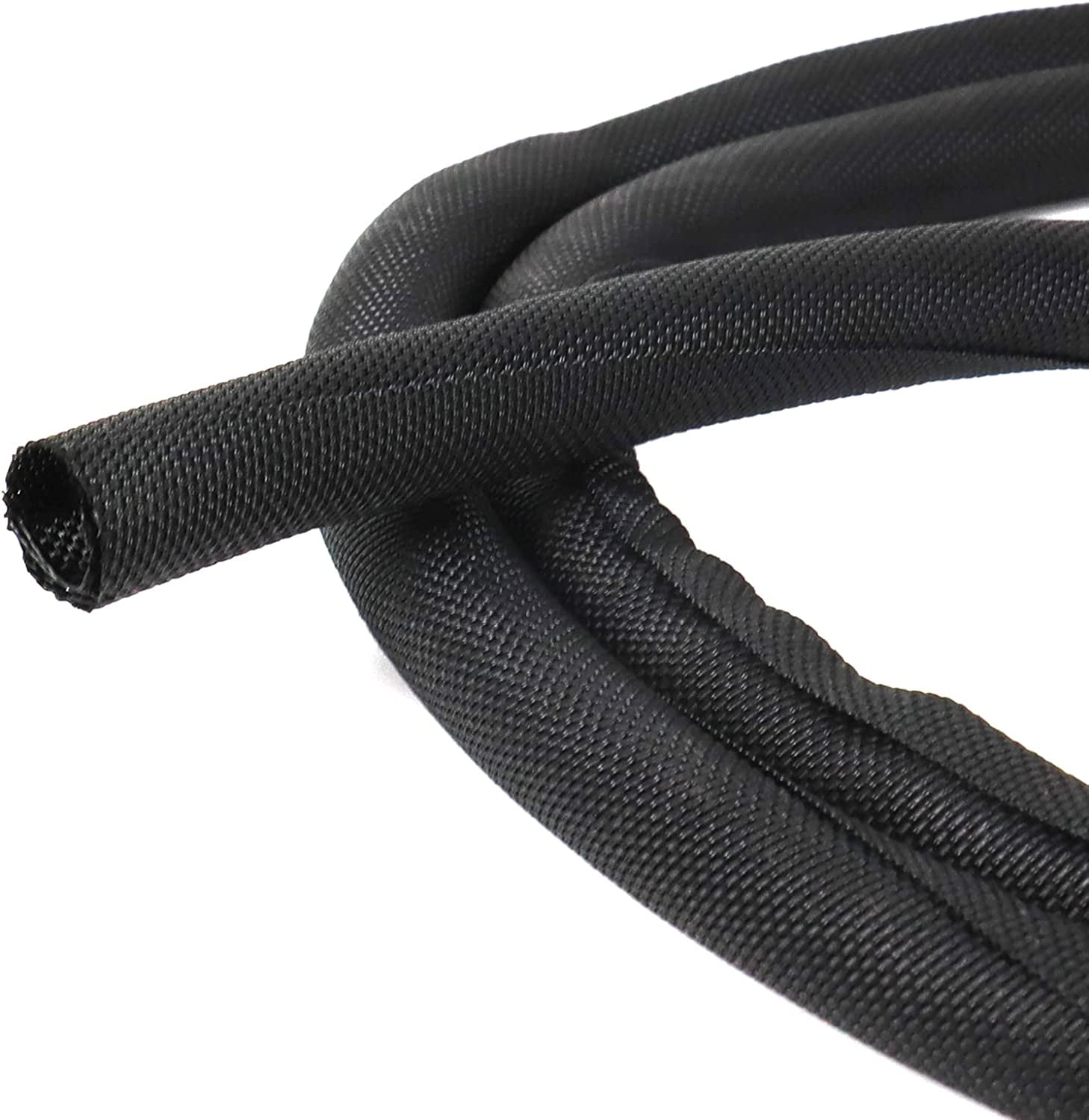 Black Braided Cable Management Sleeves Wire Loom Tubing Cord Protector ...