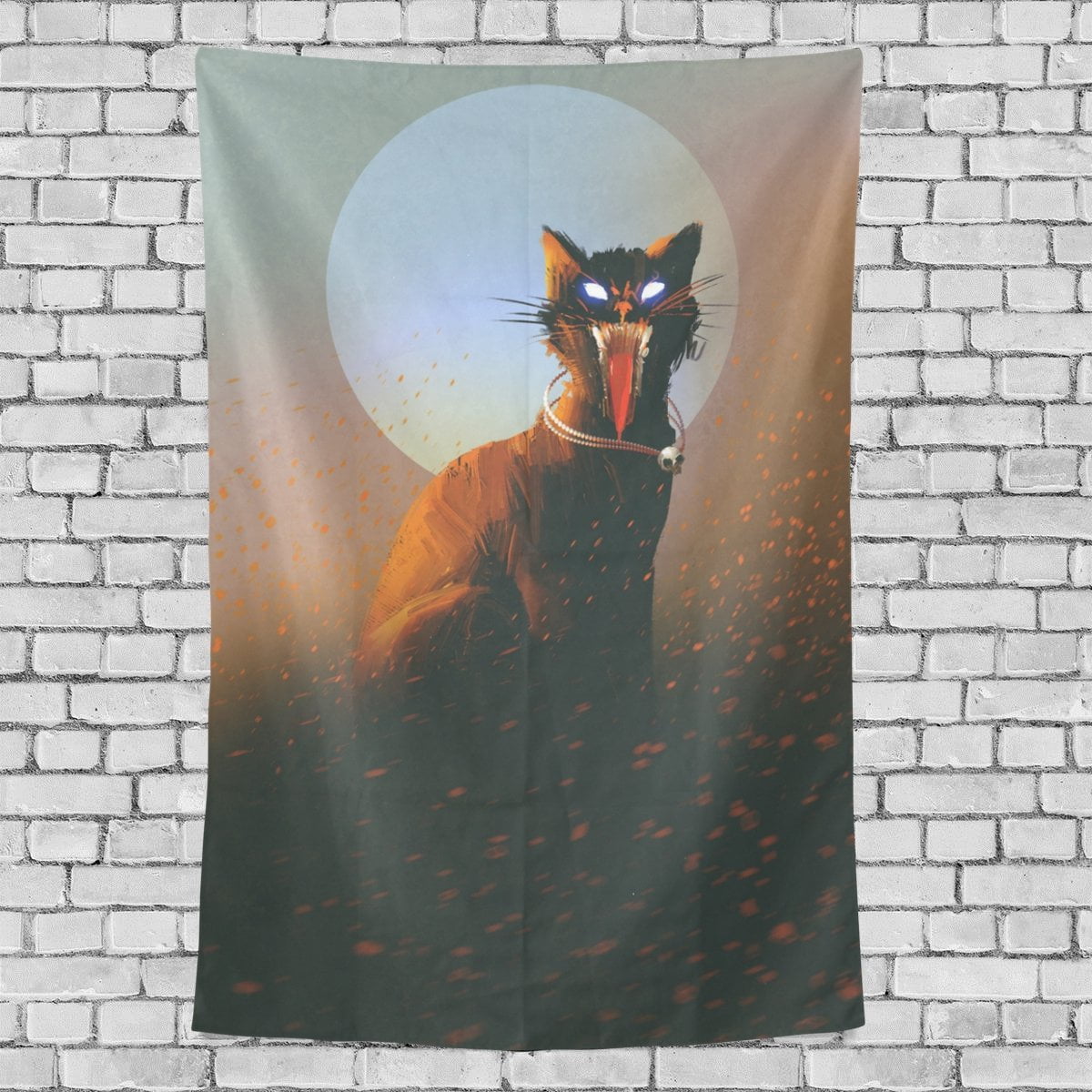 POPCreation Horrorible Skull Evil Cat Wall Tapestry Full Moon Dorm ...