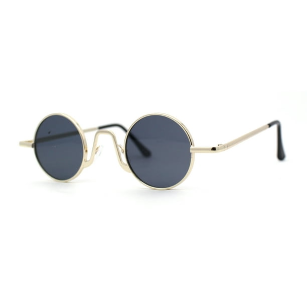 Retro Stoner Pimp Micro Round Circle Pop Color Lens Sunglasses Gold ...
